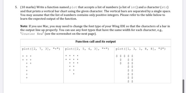 Solved 5 10 Marks Write A Function Named Plot That 4297