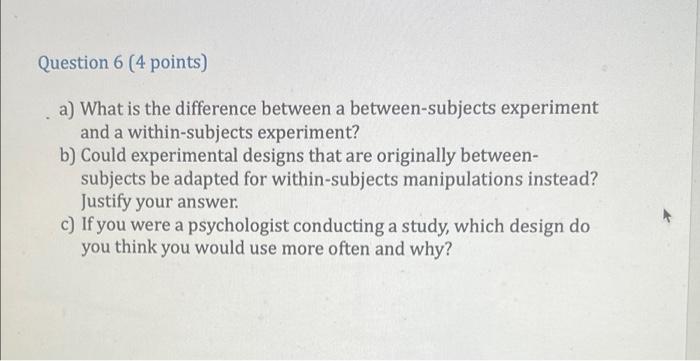 Solved Question 6 (4 points) a) What is the difference | Chegg.com