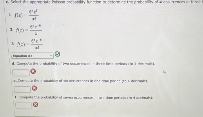 Solved c. Select the appropriate Poisson probability | Chegg.com