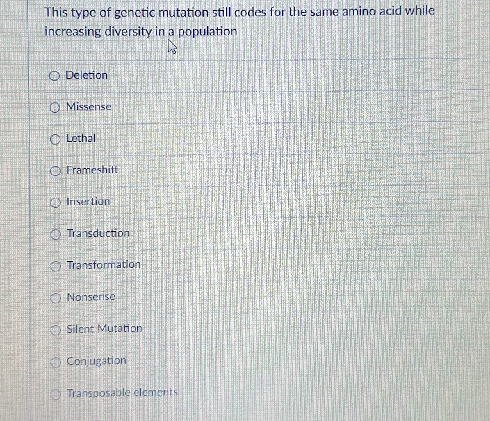 Solved This type of genetic mutation still codes for the | Chegg.com