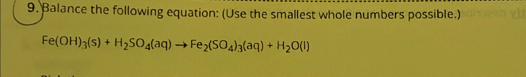 Solved Balance the following equation: (Use the smallest | Chegg.com