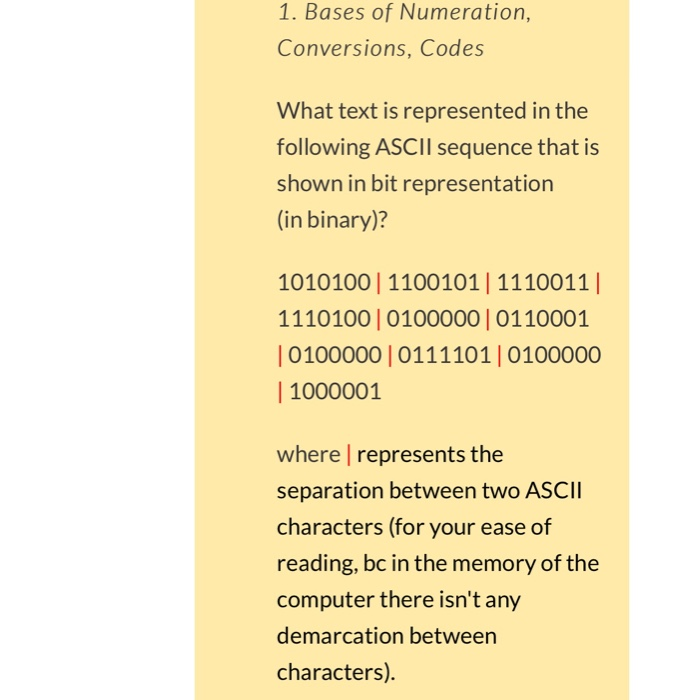 Solved 1. Bases of Numeration, Conversions, Codes What text | Chegg.com