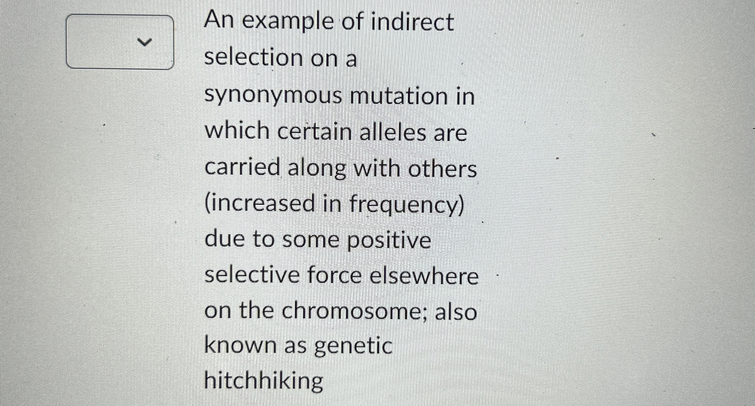 Solved An example of indirect selection on a synonymous | Chegg.com