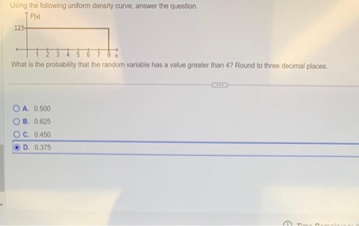 Solved Using the following uniform density curve, answer the | Chegg.com