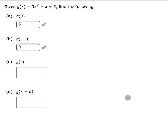 Solved Given g(x) = 3x2 - x + 5, find the following. (a) | Chegg.com