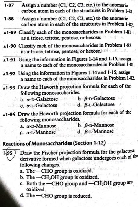 Solved 1 75 Classify The Monosaccharide Structure In Problem