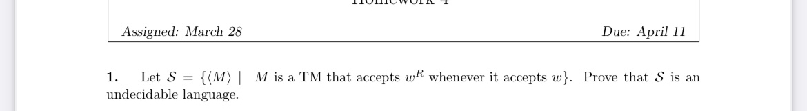 Solved Let |):} ﻿is a TM that accepts wR ﻿whenever it | Chegg.com