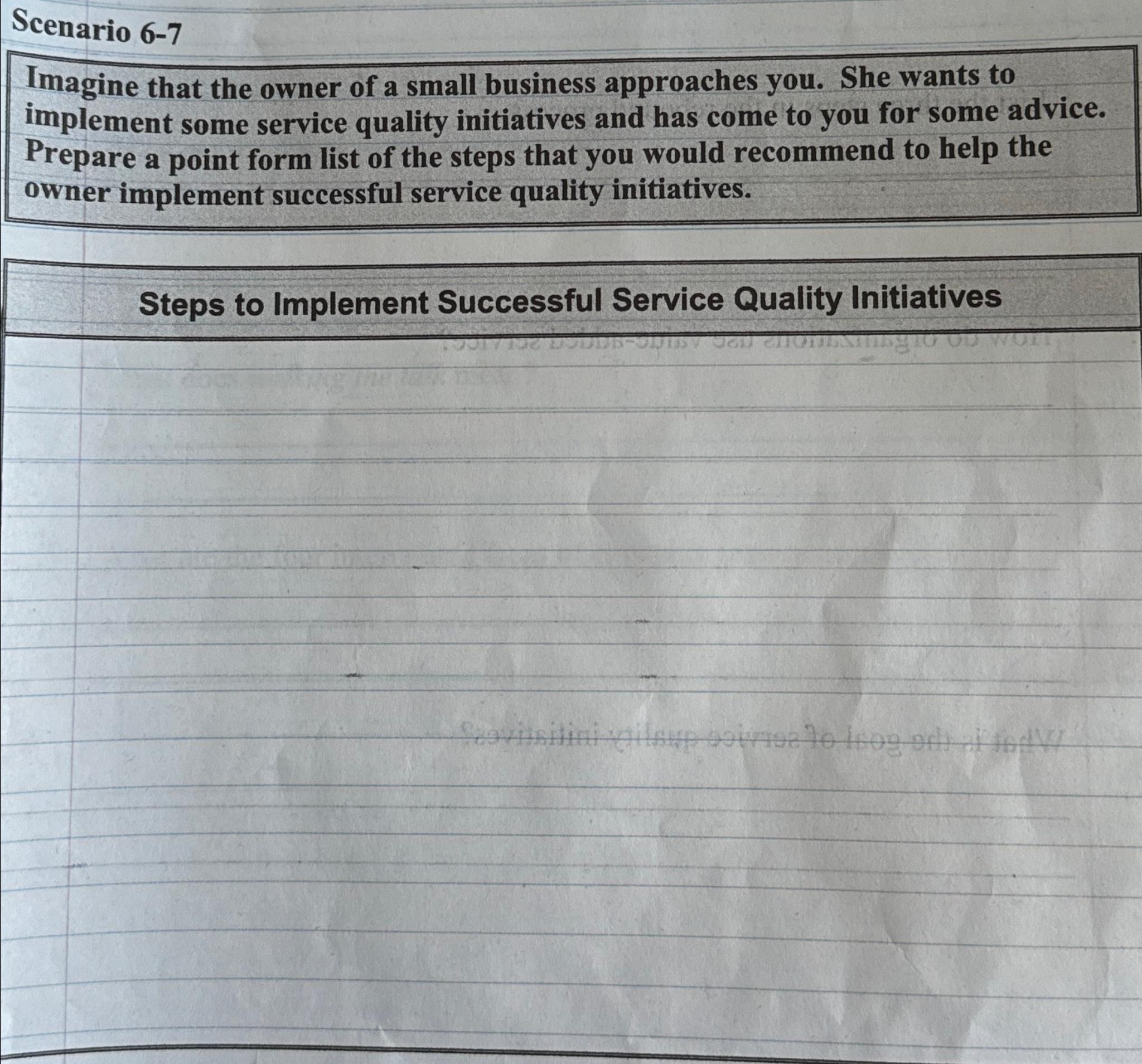 Solved Scenario 6-7Imagine that the owner of a small | Chegg.com