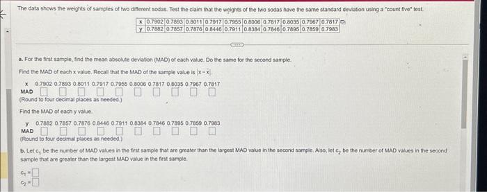 Solved a. For the first sample, find the mean absolute | Chegg.com