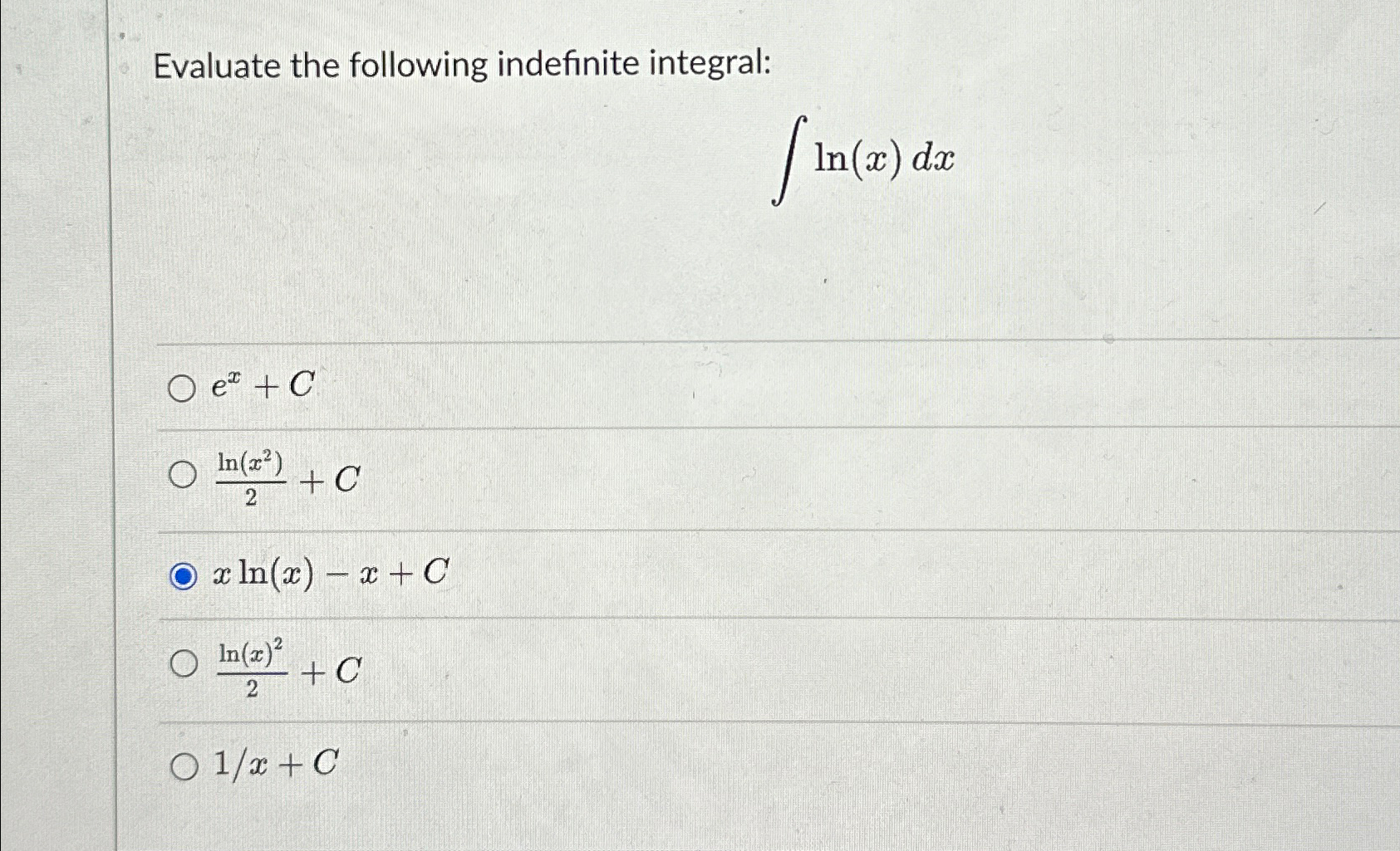 Evaluate the following indefinite | Chegg.com
