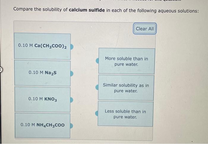 Solved Compare the solubility of calcium sulfide in each of | Chegg.com