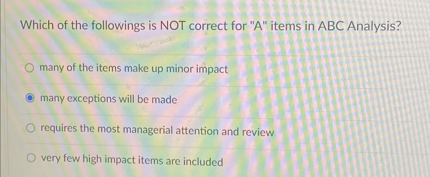 Solved Which of the followings is NOT correct for "A" ﻿items | Chegg.com