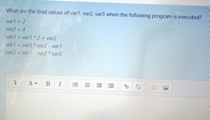 Solved What are the final values of var1, var2, var3 when | Chegg.com