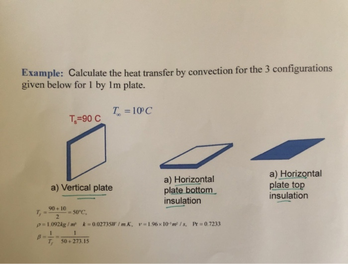 Solved Example: Calculate the heat transfer by convection | Chegg.com
