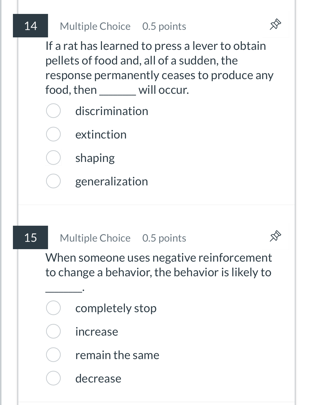 High Quality SOLUTION 14Multiple Choice0.5 ﻿pointsIf a rat has learned to | Chegg.com