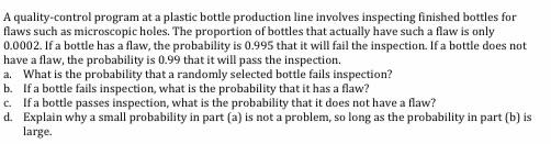 Solved A quality-control program at a plastic bottle | Chegg.com
