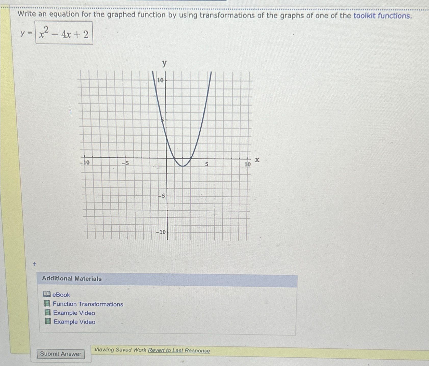 Solved Write an equation for the graphed function by using | Chegg.com