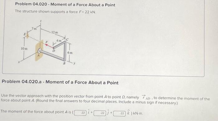 Solved Problem 04.020- Moment of a Force About a Point The | Chegg.com