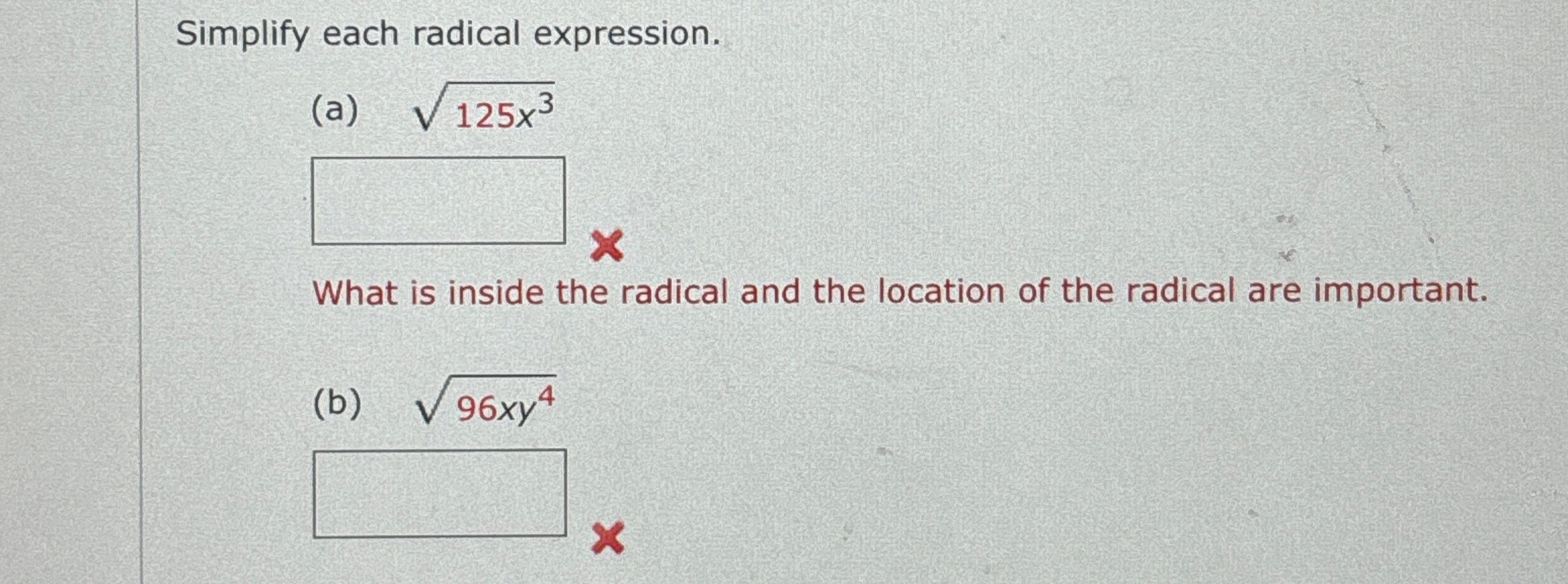 Solved Simplify each radical expression.(a) 125x32What is | Chegg.com