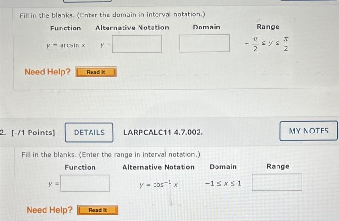Solved Fill in the blanks. (Enter the domain in interval | Chegg.com