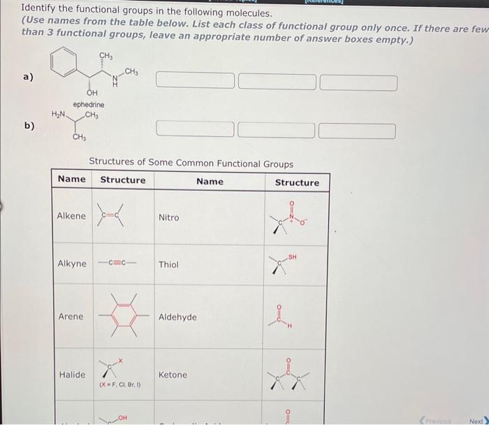 Solved Identify the functional groups in the following | Chegg.com