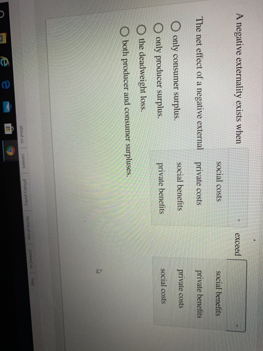 Solved A negative externality exists when exceed The net | Chegg.com