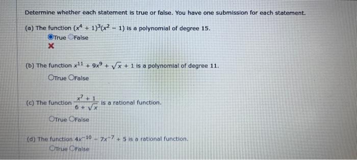 Solved Determine whether each statement is true or false. | Chegg.com