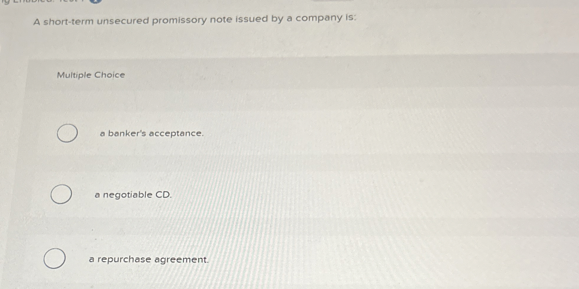 Solved A short-term unsecured promissory note issued by a | Chegg.com