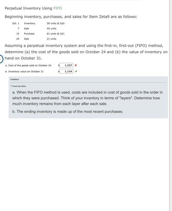 Solved Perpetual Inventory Using FIFO Beginning inventory, | Chegg.com