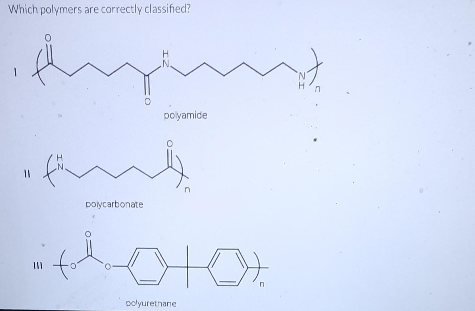 Solved Which polymers are correctly classified? polyamide II | Chegg.com