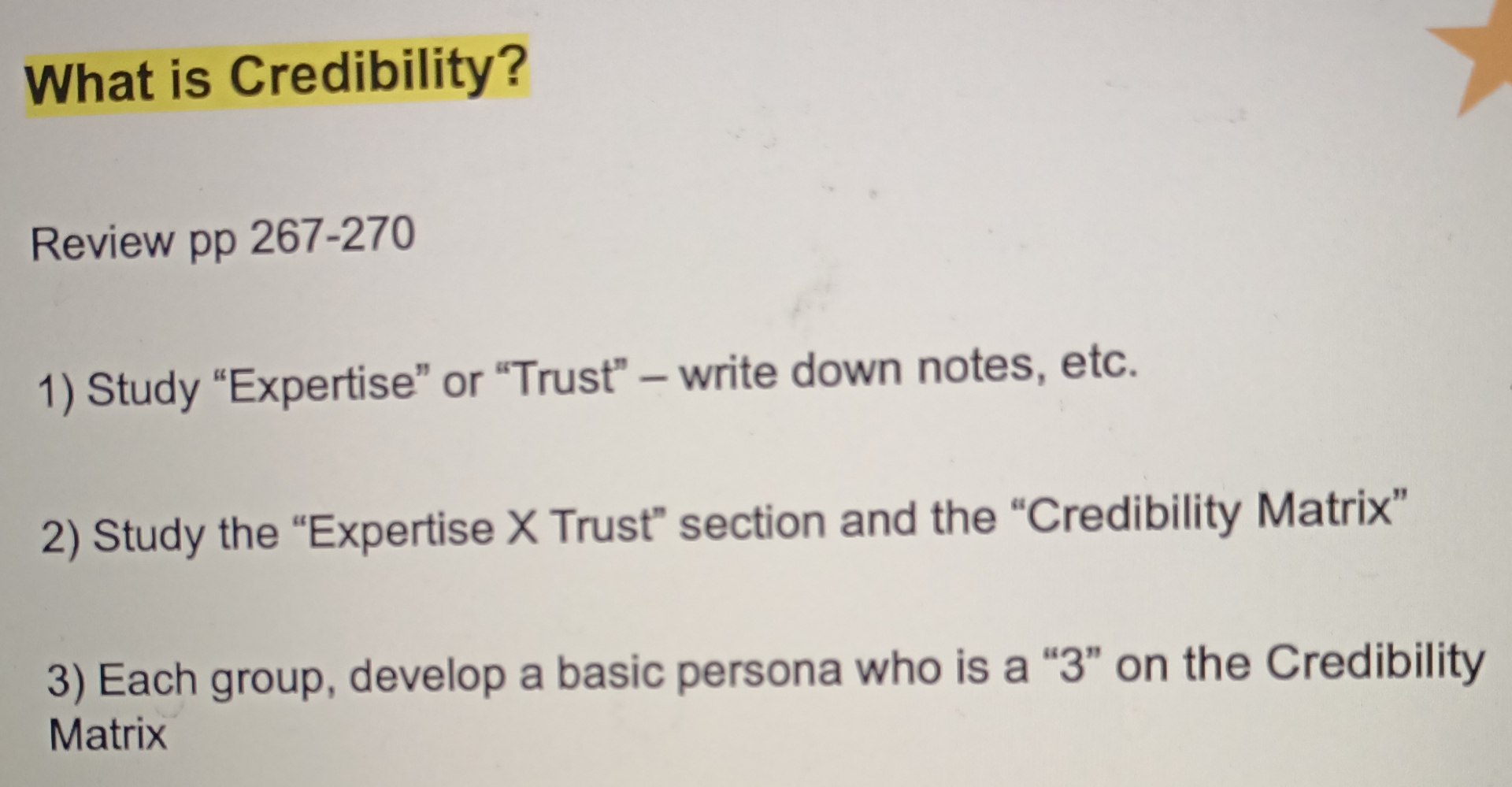 Solved What is Credibility?Review pp 267-270Study | Chegg.com