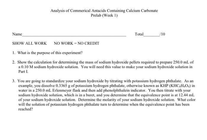 Solved Analysis of Commerical Antacids Containing Calcium | Chegg.com