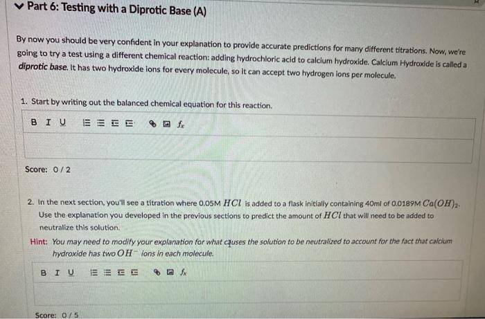 Solved Part 6: Testing with a Diprotic Base (A) By now you | Chegg.com