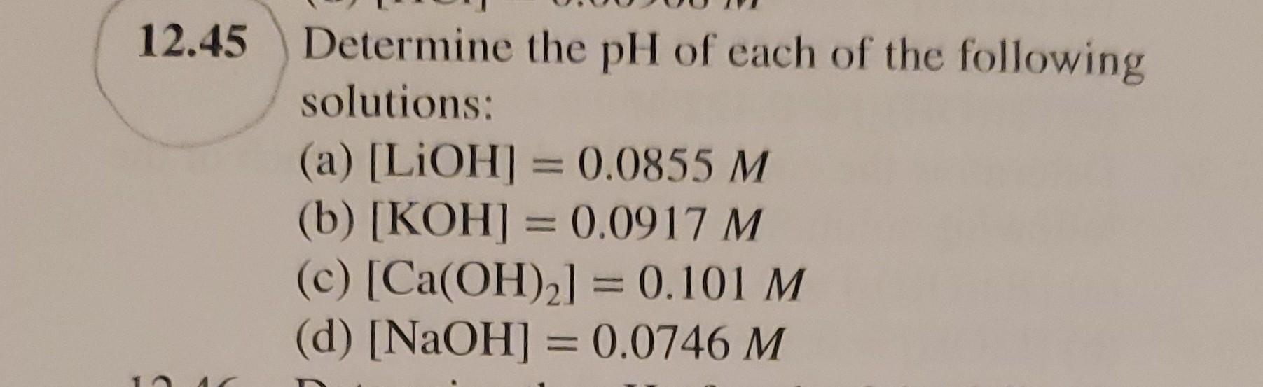 Solved Determine the pH of each of the following solutions: | Chegg.com