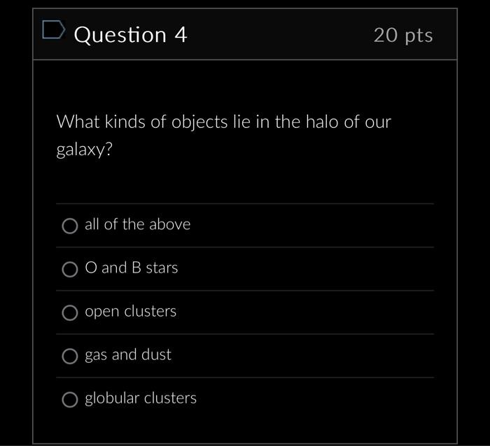 Solved Question 4 20pts What kinds of objects lie in the | Chegg.com