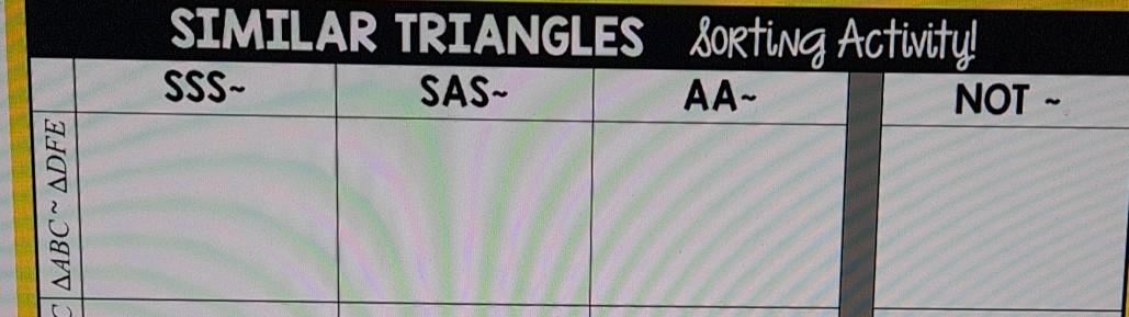 Solved SIMILAR TRIANGLES Sorting Activity! 8 E B SIMILAR | Chegg.com