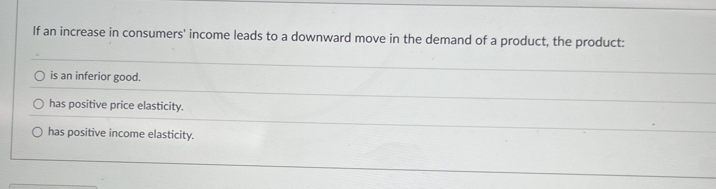 Solved If an increase in consumers' income leads to a | Chegg.com