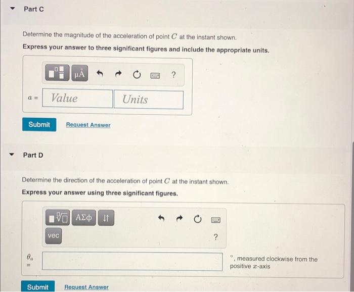 Solved Member Ab Has The Angular Velocity Wab 3 Rad S And