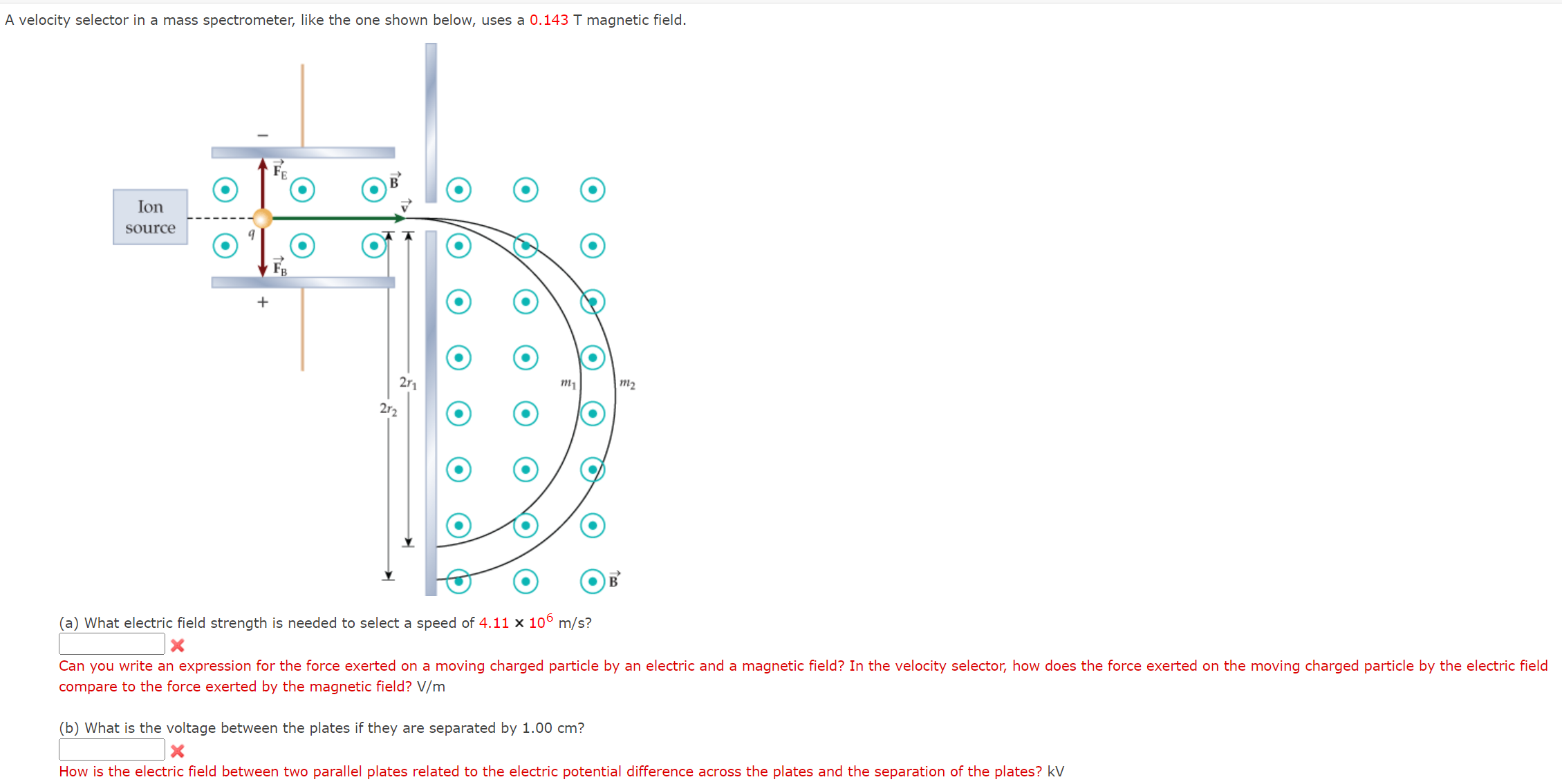 Solved A velocity selector in a mass spectrometer, like the | Chegg.com