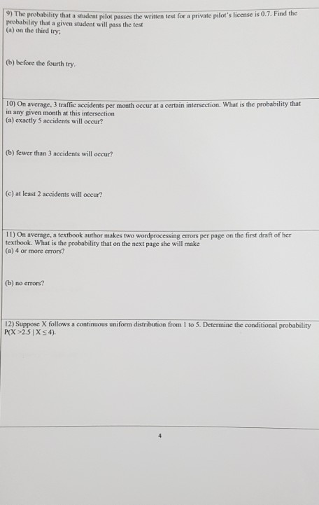 Solved The probability that a student pilot passes the | Chegg.com