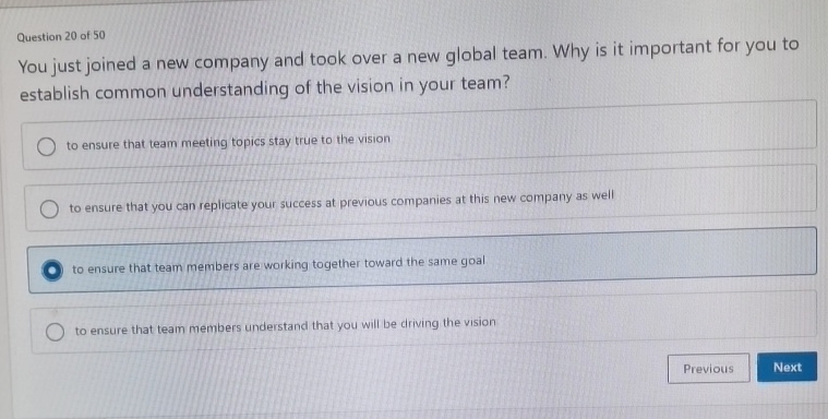 Solved Question 20 ﻿of 50You just joined a new company and | Chegg.com