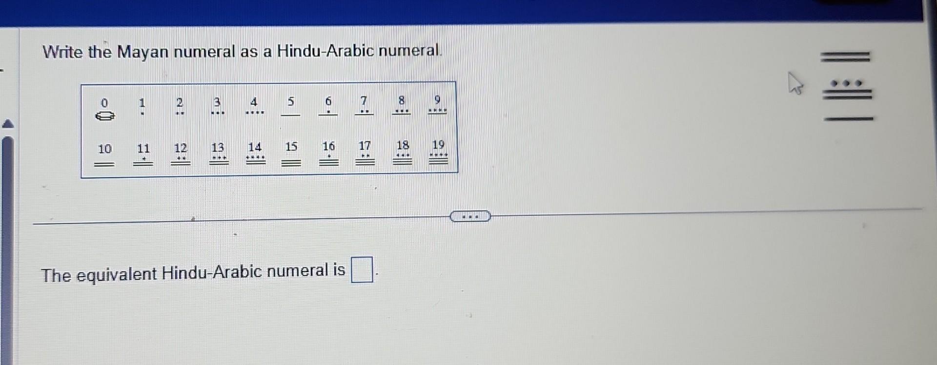 Solved Write the Mayan numeral as a Hindu-Arabic numeral. | Chegg.com