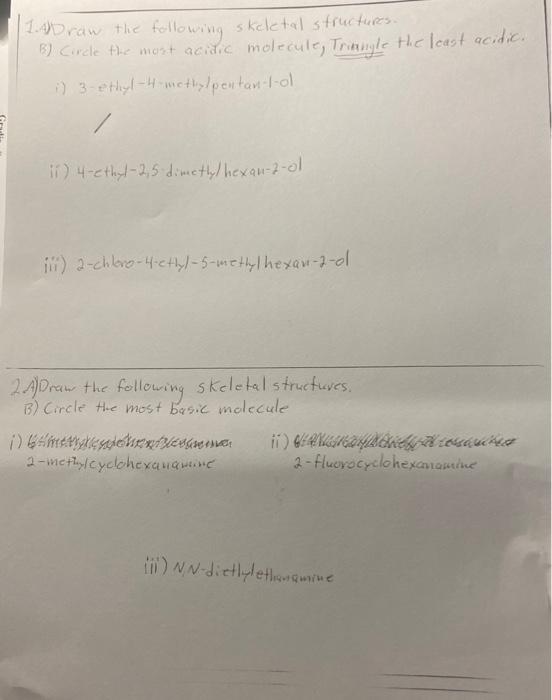 Solved 1.4)praw the following skeletal structures. (6) | Chegg.com