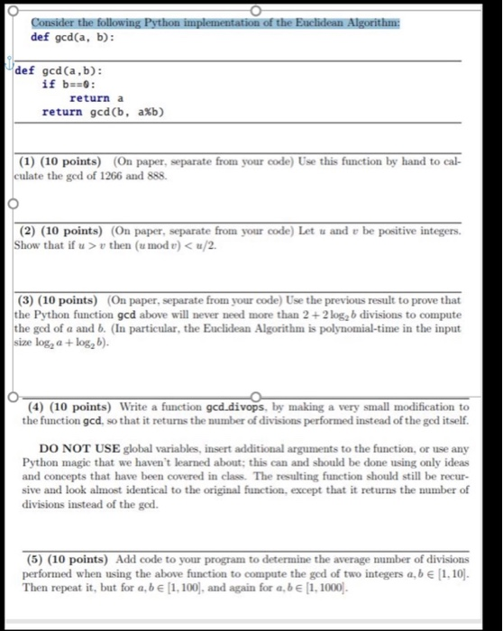 Solved (4) (10 points) Write a function gcd.divops, by | Chegg.com