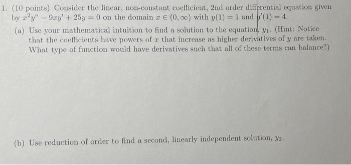 Solved 1 10 Points Consider The Linear Non Constant
