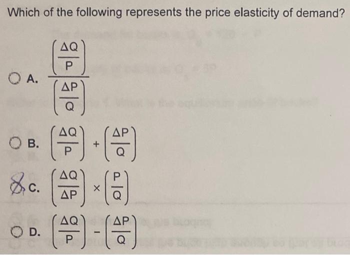 Solved Which of the following represents the price | Chegg.com