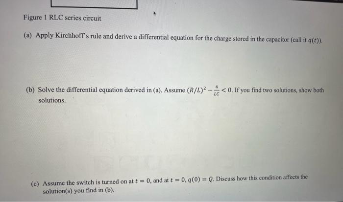 Solved 3. Consider the RLC circuit shown in Figure 1. Figure | Chegg.com
