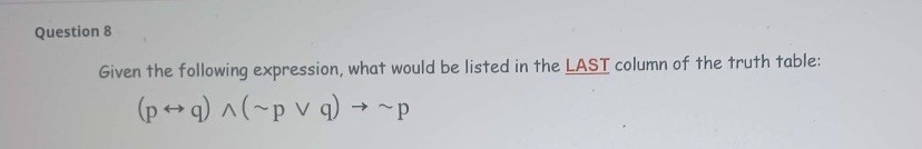 Solved Question 8Given the following expression, what would | Chegg.com