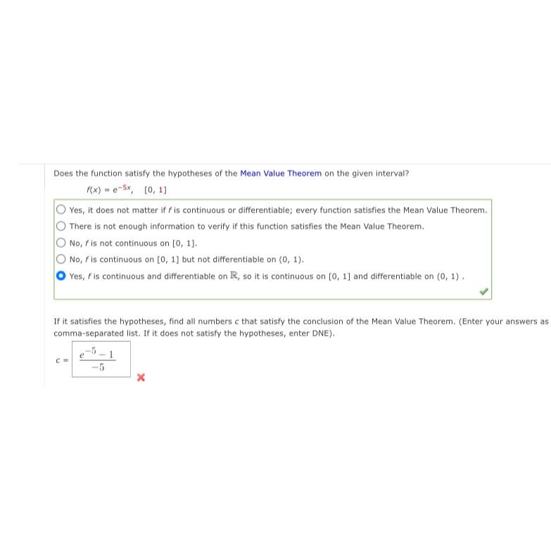 Solved Does the function satisfy the hypotheses of the Mean | Chegg.com
