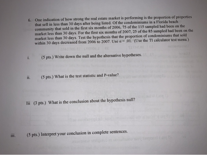 Solved 6. One indication of how strong the real estate | Chegg.com